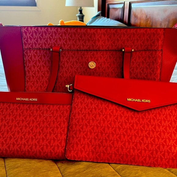 MICHAEL Michael Kors | Bags | Large Red Tote Bought It And Never Used ...